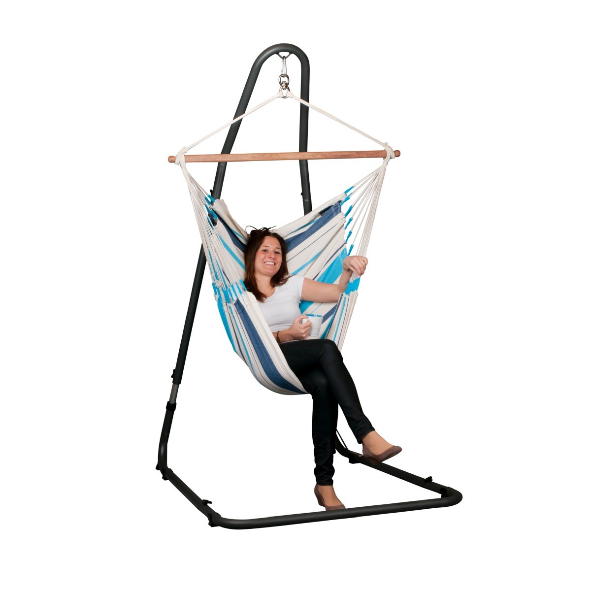 Chaise-Hamac Basic CARIBEÑA aqua blue + Support pour Chaise-Hamac